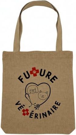 Fabulous Sac Shopping Tote Bag Aspect Lin - Future V&eacute;t&eacute;rinaire M&eacute;tier Sant&eacute; Animaux - Sac de Courses Toile Epaisse 360g Beige Naturel Cabas Port&eacute; Epaule Solide