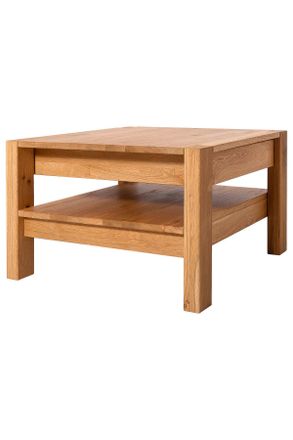 Linea Natura Couchtisch, Wildeiche, Holz, Wildeiche, massiv, 2 Schubladen, quadratisch, eckig, 70x47.5x70 cm, offenes Fach, Wohnzimmer, Wohnzimmertische, Couchtisc