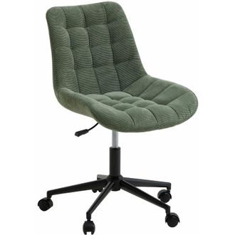 IDIMEX Chaise de bureau VASILO en velours c&ocirc;tel&eacute; - Vert sauge