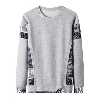 Generico Sweat-shirt Oversize pour homme - Pull de sport et de fitness - Pull en tricot uni avec col rond - Sweat-shirt &agrave; manches longues - Pullover d&eacute;contract