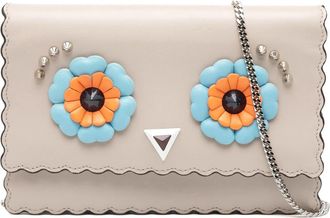Fendi Hobo Bags - Leather Studded Monster Eyes Wallet on Chain - Gr. unisize - in Braun - f&uuml;r Damen