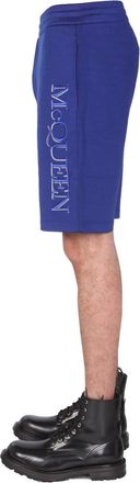 Alexander McQueen Embroidered Logo Bermudas - Blue