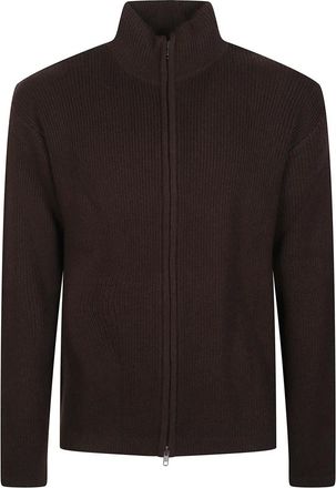Soft Goat Homme, Pulls, Brun, Taille: M Zipped Ribbed Cardigan