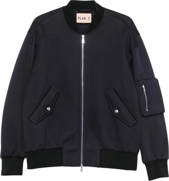 Plan C Plan C, Femme, Vestes, Bleu, Taille: 36 FR Veste Bomber zipp&eacute;e