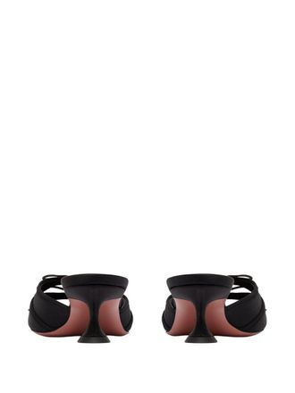 Amina Muaddi Womens Sandals Eleonora Slipper Black Silk
