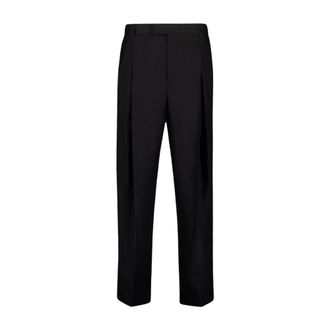 Dolce & Gabbana Homme, Pantalons, Noir, Taille: L Pantalon Classique en Lin Coupe Droite