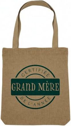 Fabulous Sac Shopping Tote Bag Aspect Lin - Certifi&eacute;e Grand M&egrave;re de lAnn&eacute;e Mamie - Sac de Courses Toile Epaisse 360g Beige Naturel Cabas Port&eacute; Epaule Solide Im