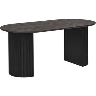 Beliani Beliani - Esstisch Schwarz 180 x 90 cm mdf Tischplatte Oval Geriffelte Beine Minimalistischer Stil Modernes Design Esszimmerm&ouml;bel
