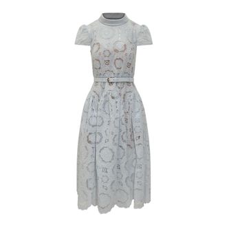 Self Portrait Femme, Robes, Bleu, Taille: 40 FR Blue Floral Lace Midi Dress