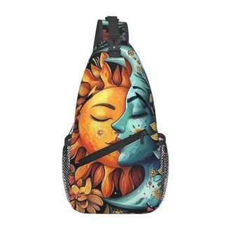 Generic Sac &agrave; bandouli&egrave;re boh&egrave;me psych&eacute;d&eacute;lique soleil et lune pour homme
