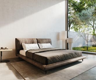 DELIFE Polsterbettgestell Cusino 180x200 cm Mikrofaser Taupe Vintage, Polsterbetten