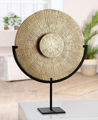 Gilde Skulptur Cruda aus Aluminium, goldfarben, strukturiert, rund, H 44 cm, D 32,5 cm - Kunst, Dekoration, Wohnaccessoire, Geschenkidee