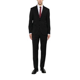 Manuel Ritz Homme, Costumes, Noir, Taille: L Costume &agrave; revers pointus &agrave; un boutonnage