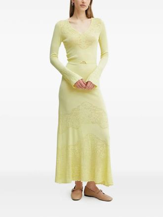 Twin-Set Maxikleid aus Pointelle-Strick - Gelb