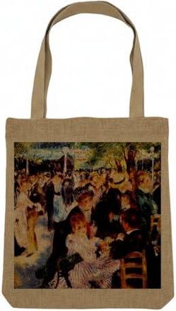 Fabulous Sac Shopping Tote Bag Aspect Lin - Auguste Renoir Bal du Moulin Impressionnisme Peinture Huile - Sac de Courses Toile Epaisse 360g Beige Naturel Cabas