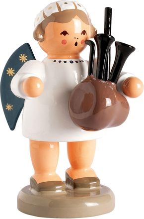 KWO Olbernhau Olbernhau Engel mit Dudelsack, 5 cm, Mehrfarbig