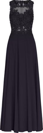 Apart Fashion Damen Elegantes Abendkleid, Bestickte Spitze & Chiffon Kleid, ärmellos, Perlenbesetztes Mesh Oberteil, Wellenausschnitt, Fließender Langer Rock, Forma