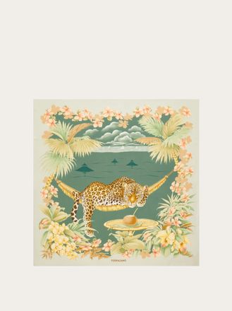 Ferragamo Damen Seidenhalstuch mit Jungle-Print Gr&uuml;n