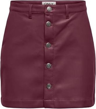 Only Onlamazing-Liora Hw Faux Leat Skirt PNT Jupe Cuir, Bordeaux, XXS Femmes