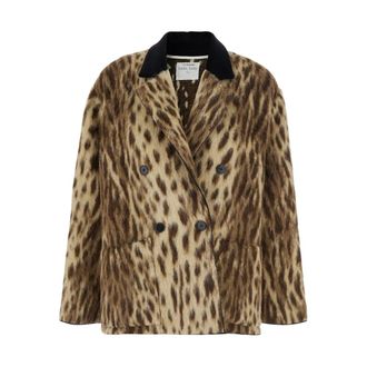 Forte_Forte Manteau Royal L&eacute;opard - Femme - Vestes - Beige - Taille: 40 FR