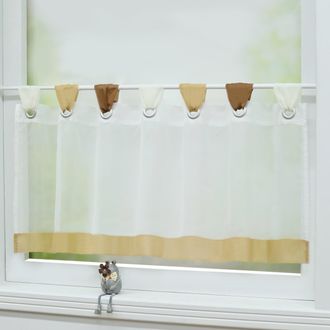 Joyswahl Scheibengardine Voile Bistrogardinen mit Schlaufen »Charlott« Küche Kurzgardine HxB 45x120cm Braun 1er Pack