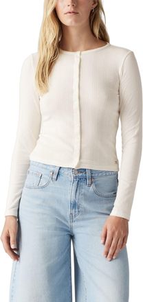 Levi's Damen Dry Goods Langarm-T-Shirt mit Spitze Gardenia White XS