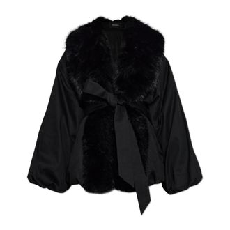 Rotate Cropped Kunstpelzjacke - - Jackets - Damen - Schwarzk - M