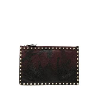 Valentino Pre-owned Rockstud Clutch - Femme - Pre-owned - Rouge - Taille: ONE Size