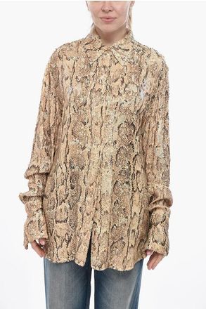 Dries Van Noten Sequin Shirt CELINA with Snake Motif size 44
