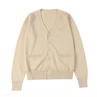 Generic Femmes Col V Solide Tricot Top Cardigan Mode Cardigan Printemps Fin Manches Longues Slim Vestes, champagne, Taille XS