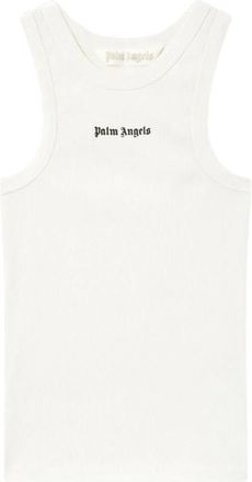 Palm Angels Femme, Tops, Blanc, Taille: 40 FR D&eacute;bardeur Ajust&eacute; Logo Classique