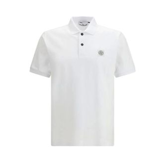 Stone Island Homme, Tops, Blanc, Taille: 2XL Polo en coton avec col classique