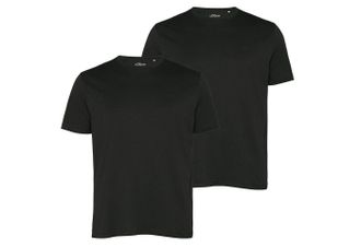 s.Oliver T-Shirt Big Size Rundhals, kurzarm, dezenter Logo-Aufdruck, im 2er Pack
