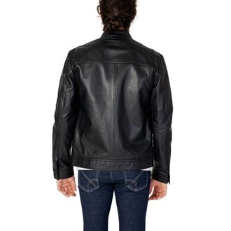 Peuterey Mens Black Lamb Leather Jacket Clothing