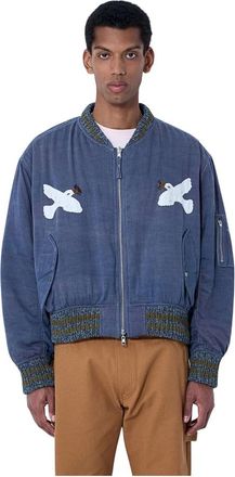 Story mfg. Story mfg., Homme, Vestes, Bleu, Taille: M Blouson aviateur brod&eacute;