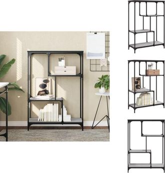 vidaXL Vidaxl - Bibliothèque sonoma gris 81x36x115cm bois dingénierie et acier - Bibliothèque Industrielle - Étagère Murale - Rangement Intérieur - Meuble