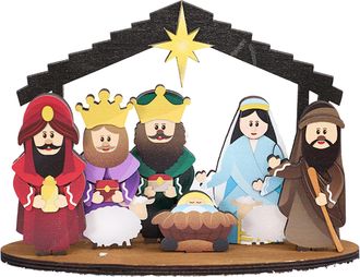 Generic Weihnachts-Tischdekoration aus Holz, Weihnachtsdekoration aus Holz, Krippe, handgefertigt, mit Tischschild, Heimdekoration, Weihnachtsdekoration, Kuns