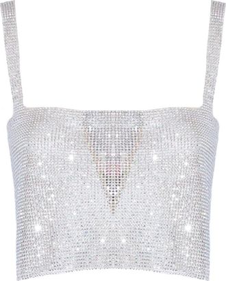 Twentyfourhaitch Femme, Tops, Gris, Taille: 42 FR Haut en maille &agrave; strass