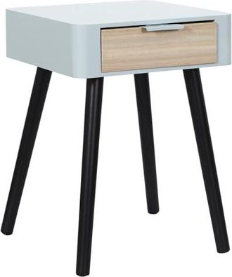 The Home Deco Factory HD7465, Nachttisch mit 1 Schublade aus zweifarbigem Holz, modernes und praktisches Design, ideal für Schlafzimmer, Maße 35 x 40 x 48 cm, Farbe Grau un