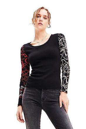 Desigual TS_hery T-Shirt, Noir, Taille L Femmes