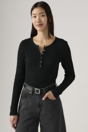 Levi's Dry Goods Waffel Henley Shirt - Damen - Schwarz / Schwarz