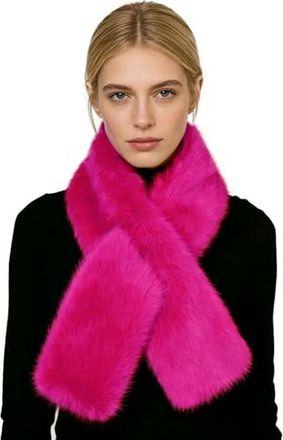 Lina & Lily &Eacute;charpe Col Femme Hiver avec Fente en Fausse Fourrure Poils Longs (Fuchsia)