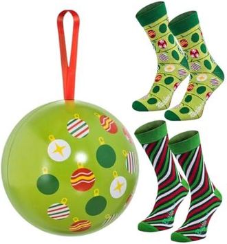 Rainbow Socks Chaussettes de Noël dans une boule pour elle et lui - Vert clair - 2 paires - 47-50