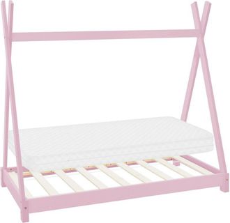 ML Design Ml-design - Lit dEnfant Tipi 70 x 140 cm Rose avec Matelas à Mousse Froide Hypoallergénique et Sommier à Lattes, Housse Amovible Respirant Lavable