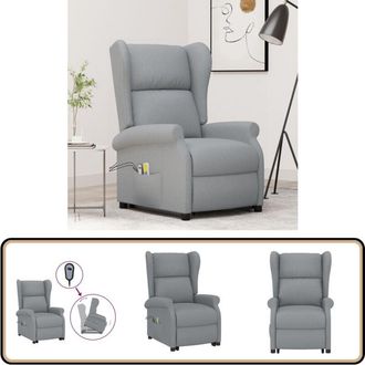 vidaXL Massagesessel mit Aufstehhilfe Hellgrau Stoff - Massagesessel - Relaxsessel - Fernsehsessel - Elektrischer Lift - Aufstehhilfe
