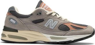 New Balance Unisexe Made in UK 991v2 en Gris/Marron, Su&egrave;de/Mesh, Taille 38.5 Large