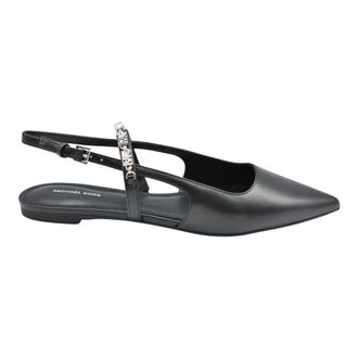 Michael Kors Femme, Chaussures, Noir, Taille: 38 1/2 EU Dina Flex Leather Slingback Flat