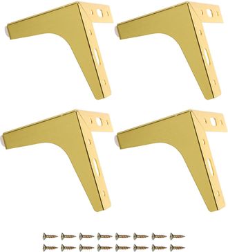 DOITOOL 4 St&uuml;ck M&ouml;belf&uuml;&szlig;e Metall 10cm Hohe Dreieckige Sofaf&uuml;&szlig;e Goldfarben mit Schrauben f&uuml;r Sofa Schrank Nachttisch und Couch