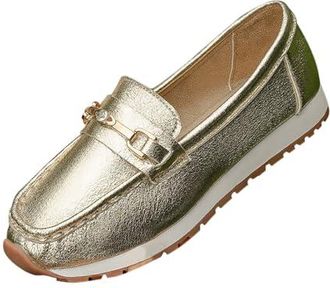 Generic Mocassins plats &agrave; enfiler pour femme - Style d&eacute;contract&eacute; - Couleur unie - Classique - Respirant - Confortable - Coupe large - Chaussures de marche quo