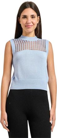 A|X Armani Exchange Femme, Pulls, Bleu, Taille: 42 FR Top en maille de coton